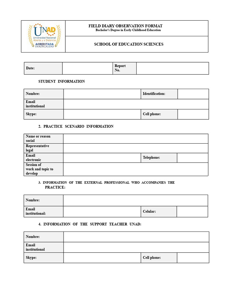 Field Diary Observation Template | PDF | Pedagogy | Social Psychology