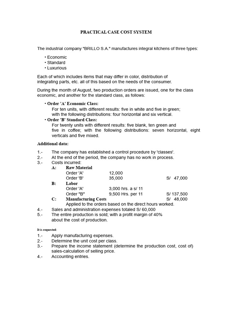 Practical Case Cost System September April 2024 | PDF | Cost Of Goods ...
