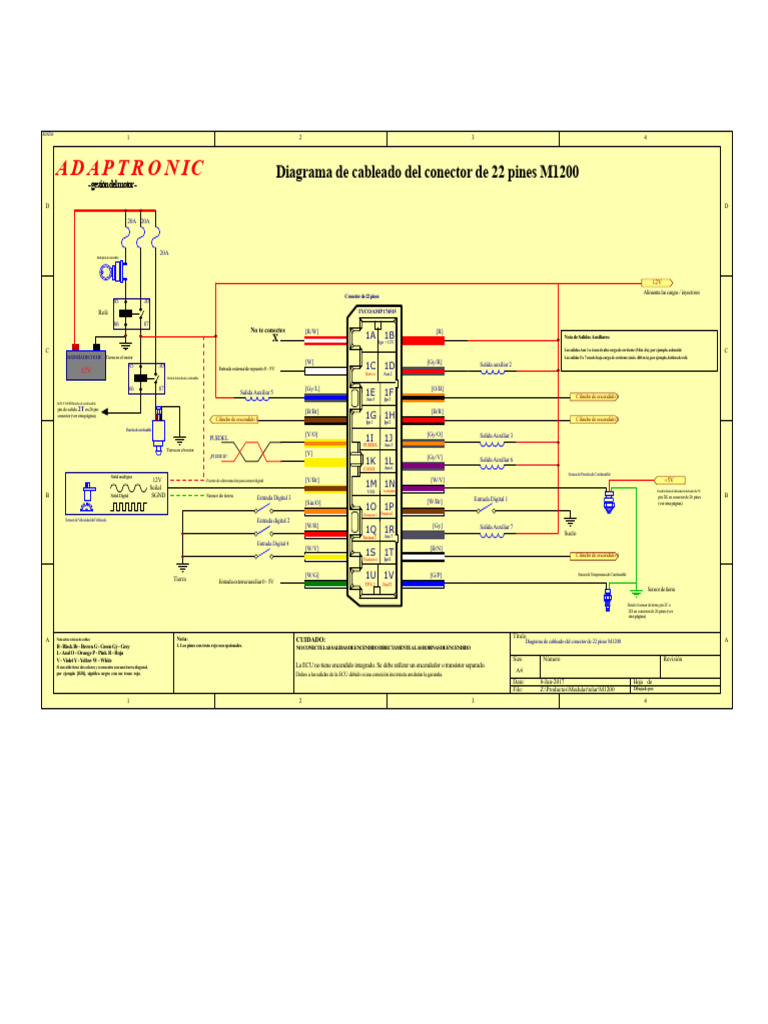 Diagrama de cableado M1200 22 y 26 pines | PDF | Relé | Componentes ...