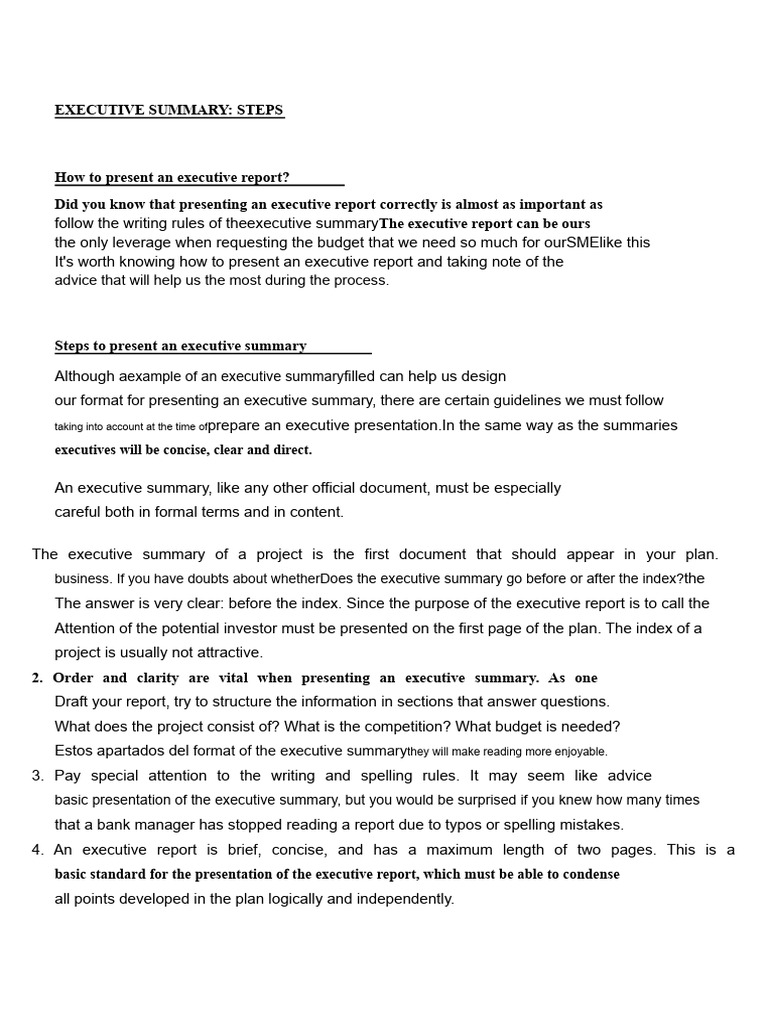 Executive Summary. Steps | PDF