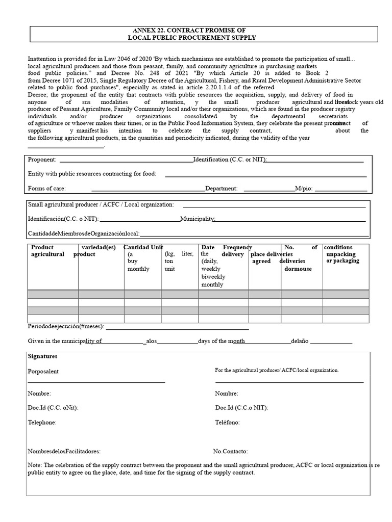 Annex 22 - Supply Contract Promise | PDF