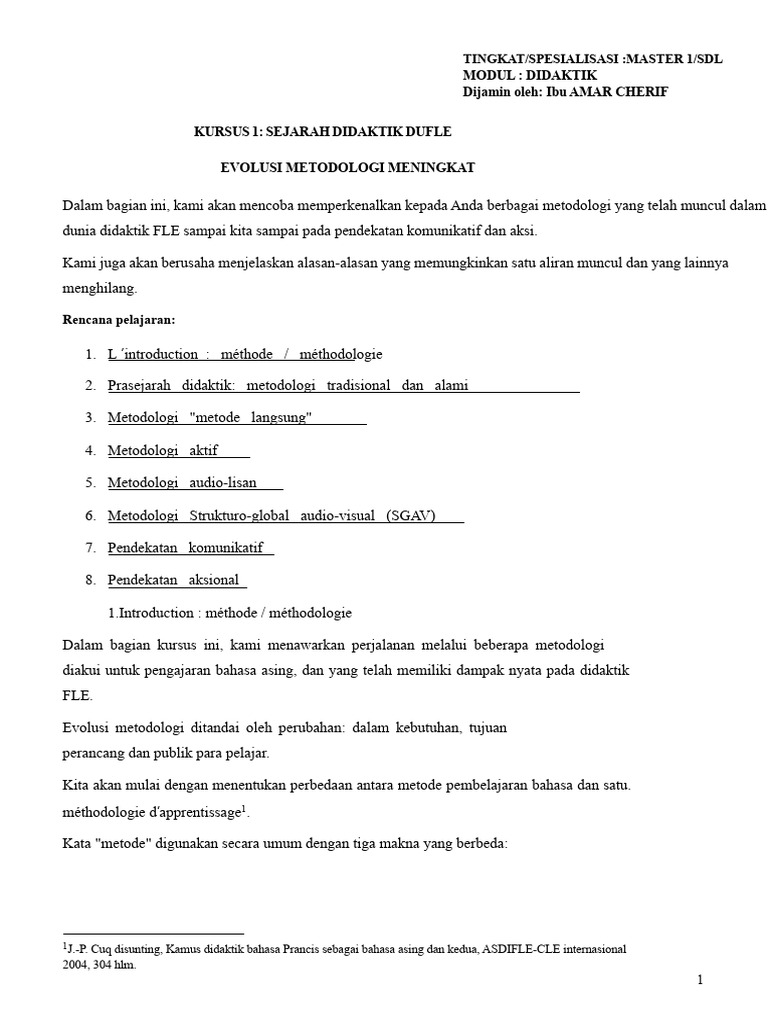 Evolusi Metodologi Didaktik FLE | PDF