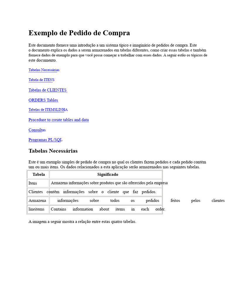 Exemplo de Consulta SQL de Pedido de Compra | PDF | Tabela (banco de ...