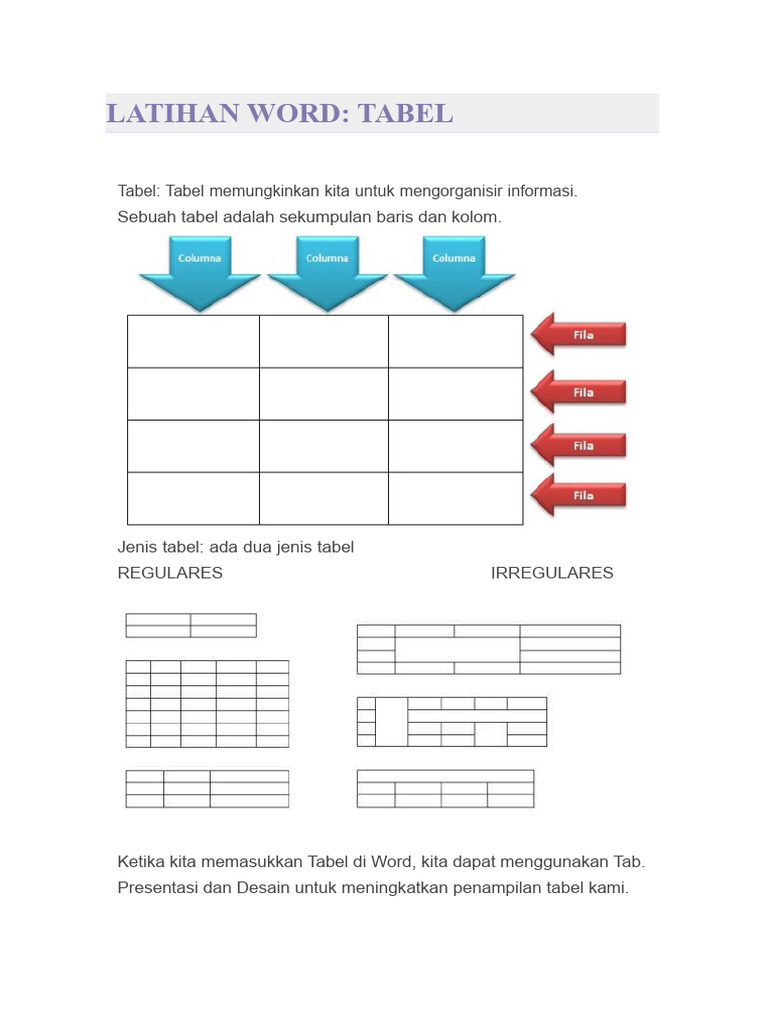 Latihan Word-Tabel | PDF