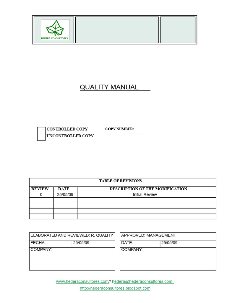 Example Quality Manual ISO 9001 | PDF | Quality Management System ...