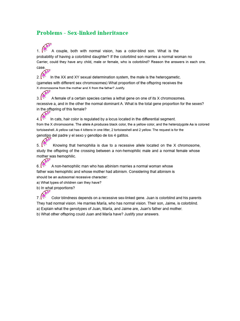 Sex-Linked Inheritance Problems | PDF