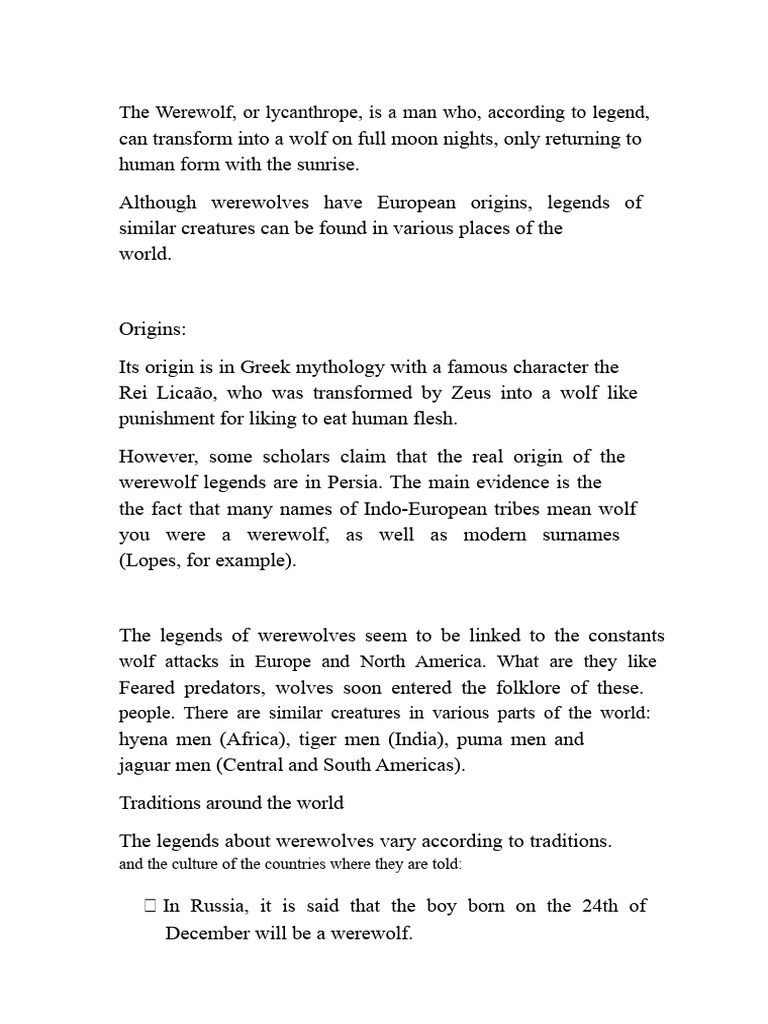 Legends of Werewolves | PDF | Werewolves