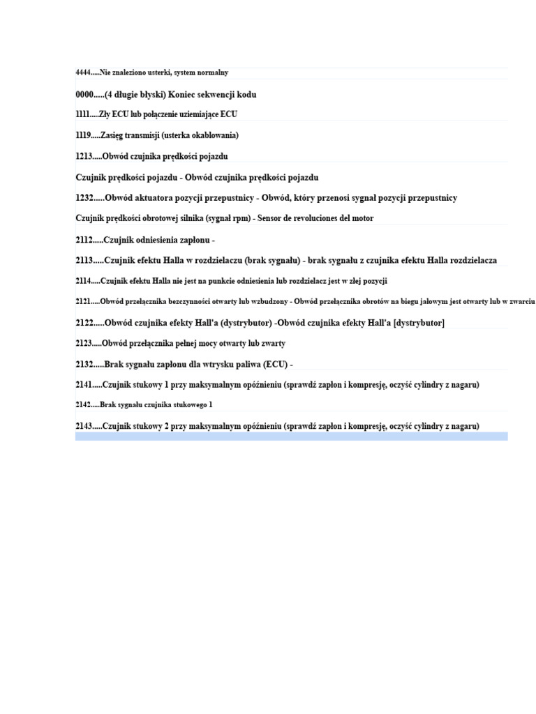 Kody VW OBD1 | PDF