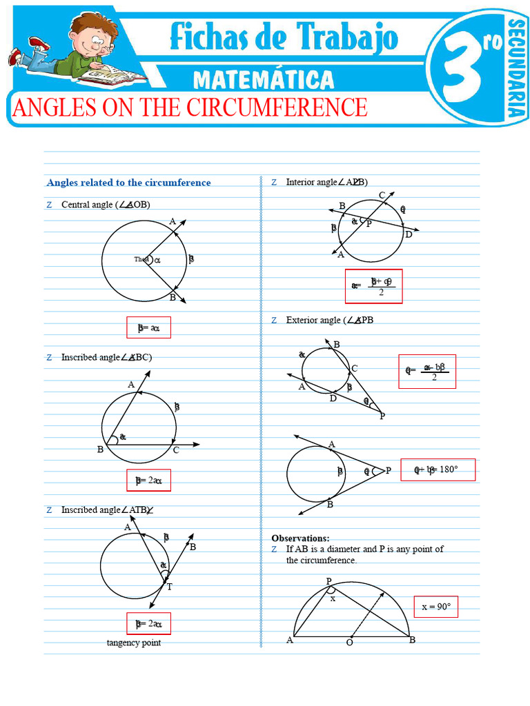 Angles in The Circumference For Third Year of Secondary School | PDF ...