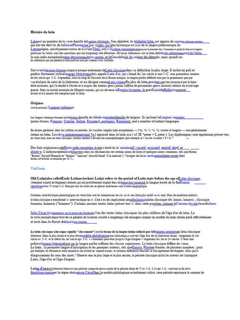 Histoire et évolution du latin | PDF | Latin | Renaissance