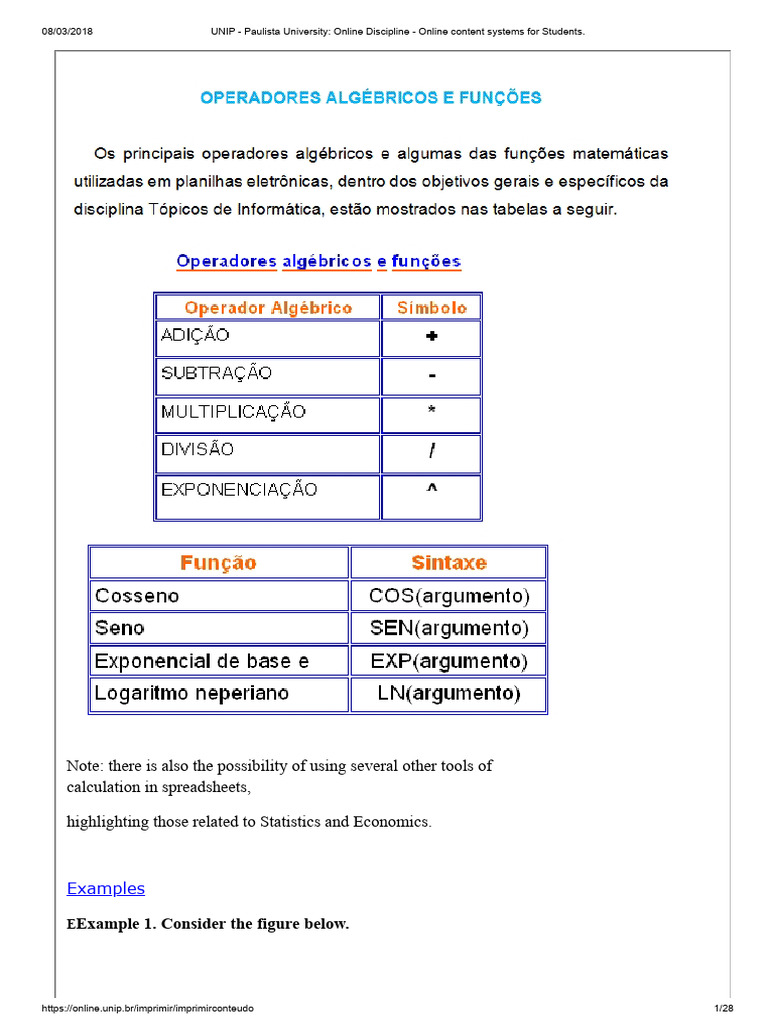 2 - Operators and Functions PDF | PDF | Spreadsheet | Function (Mathematics)