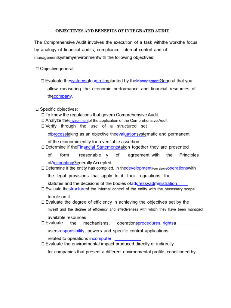 Integrated Audit: Objectives & Benefits | PDF | Audit | Internal Control