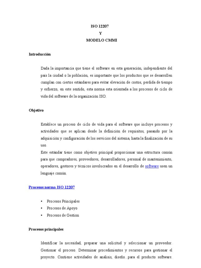 Iso 12207 | PDF | Software | Proceso de desarrollo de software