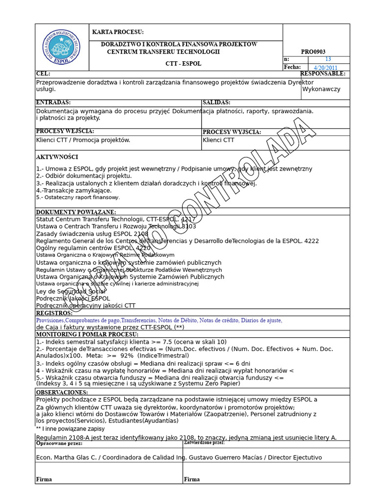 Karta Procesu | PDF