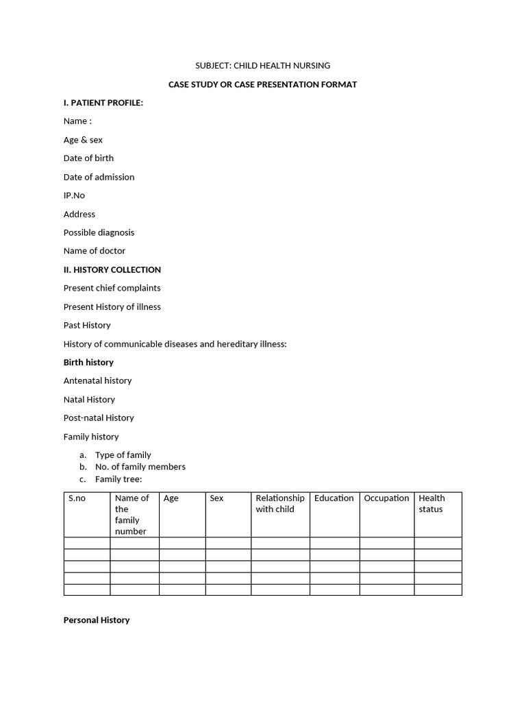 Case Study Format | PDF | Medical Diagnosis | Medicine