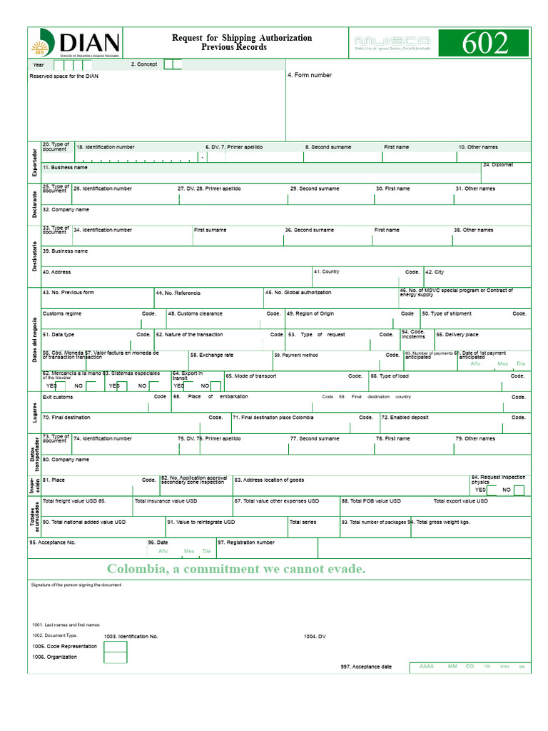 Authorization Request For Shipment Prior Records 602-7-0 | PDF ...
