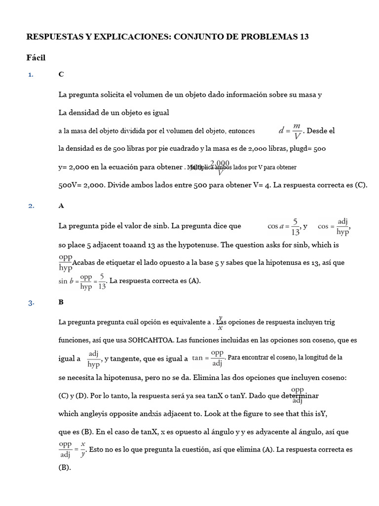 Problemas y soluciones de matemáticas SAT | PDF | Triángulo | Funciones ...