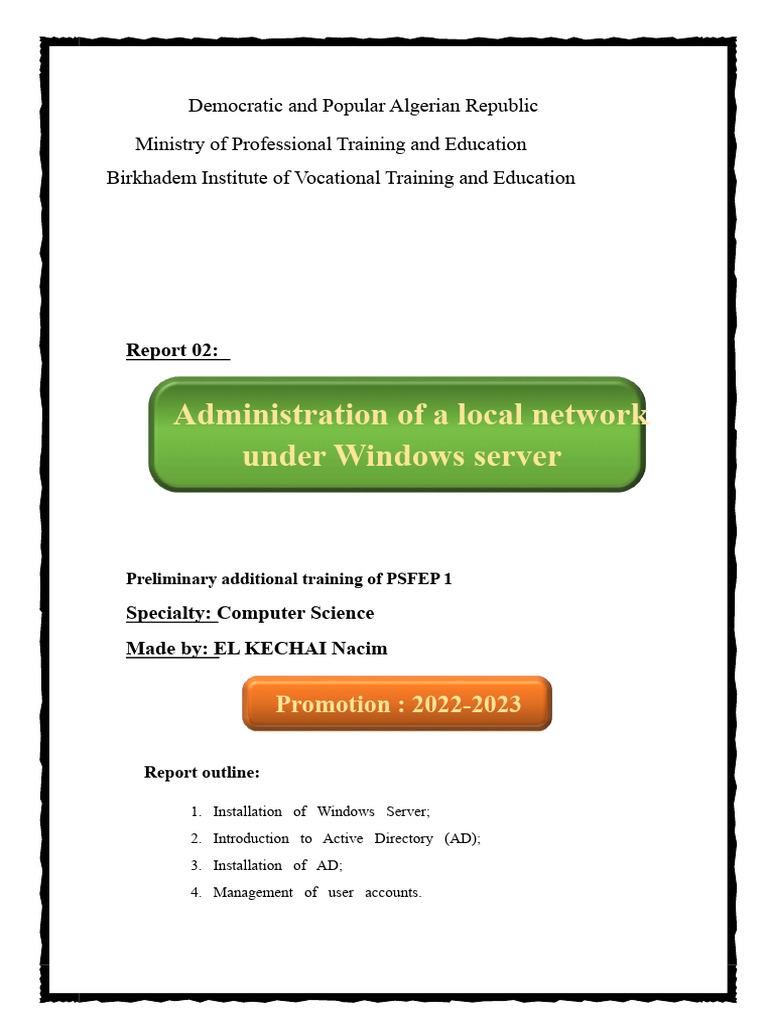 Administration of A Local Network Under Windows Server | PDF | Active ...