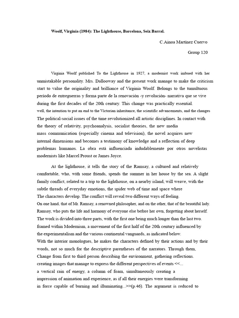 Virginia Woolf's "To the Lighthouse" Analysis | PDF | To The Lighthouse ...