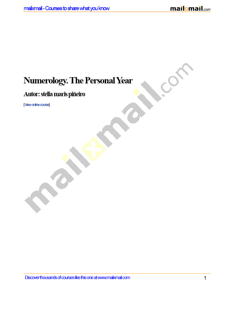 Numerology The Personal Year - Stella Maris - Mailxmail Com 16 | PDF | Mind