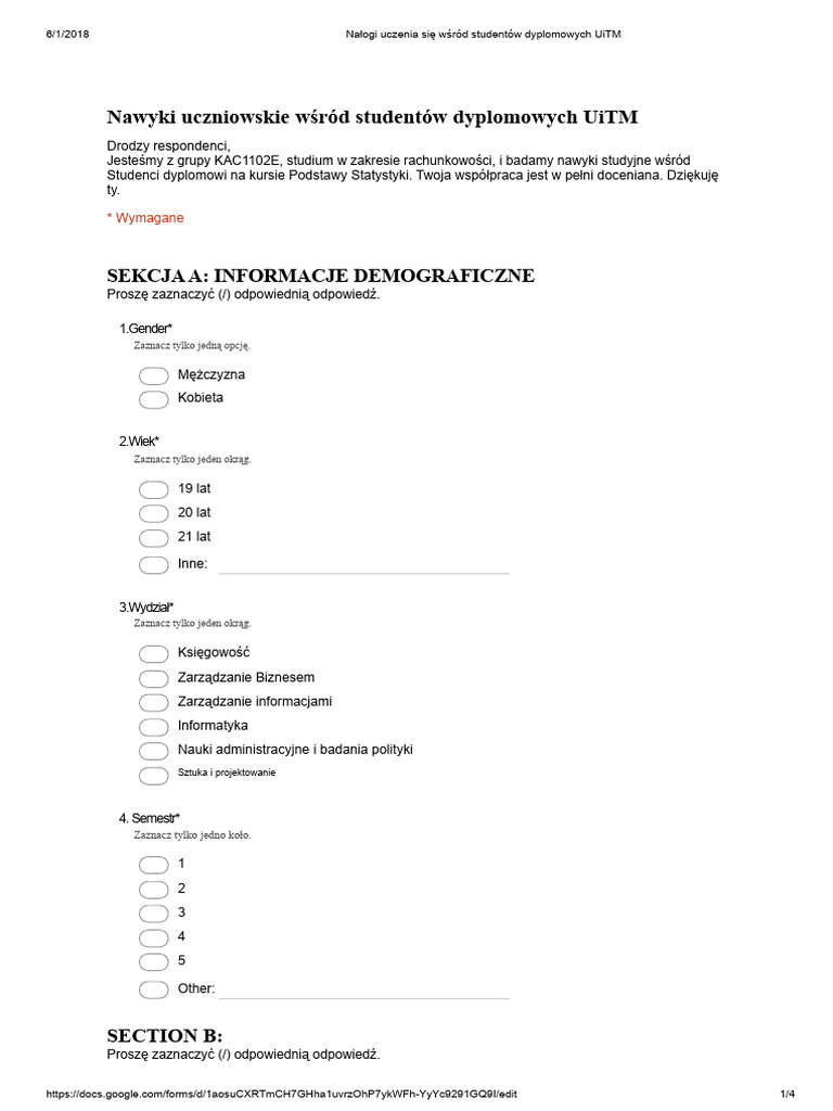 STA104 - Formularze Google | PDF