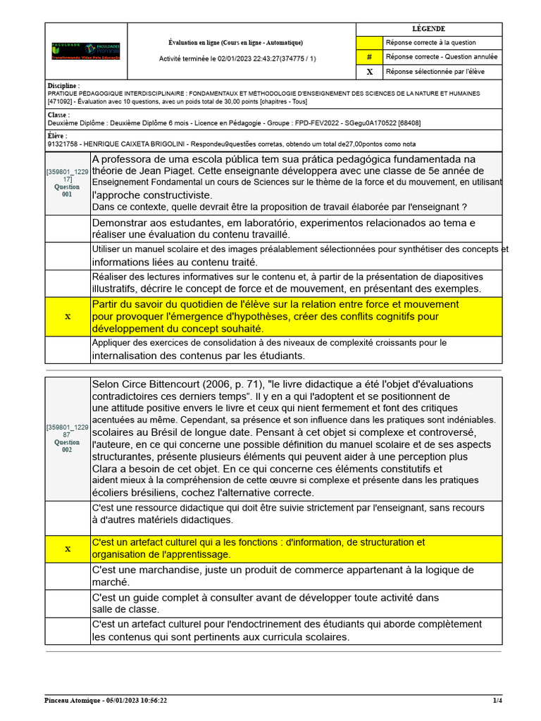 Évaluation Pédagogique en Sciences de la Nature | PDF | Pédagogie ...