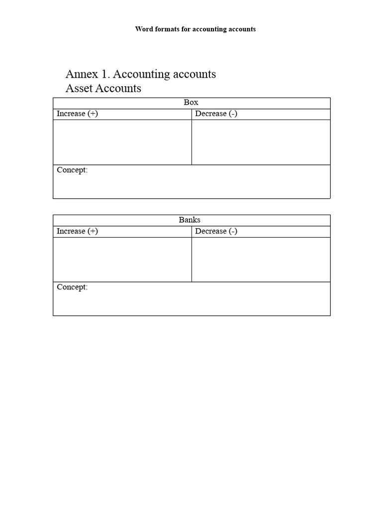 Word Format Accounting Accounts | PDF | Banks | Accounting