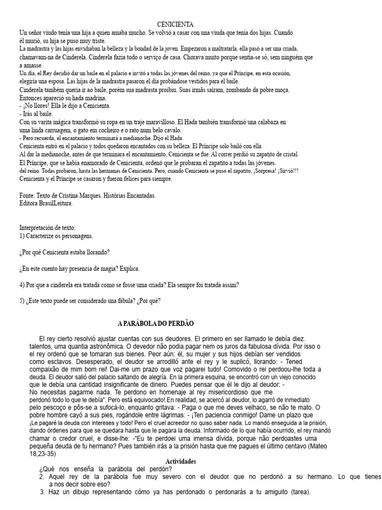 Cuentos clásicos: Cenicienta y perdón | PDF
