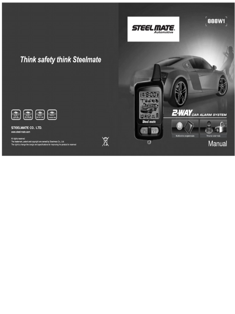 Alarm Samochodowy Steelmate 888W1 | PDF