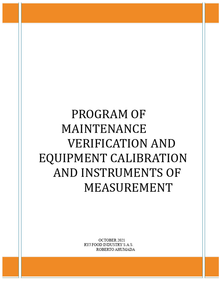 Maintenance, Verification, and Calibration Program For Measuring ...