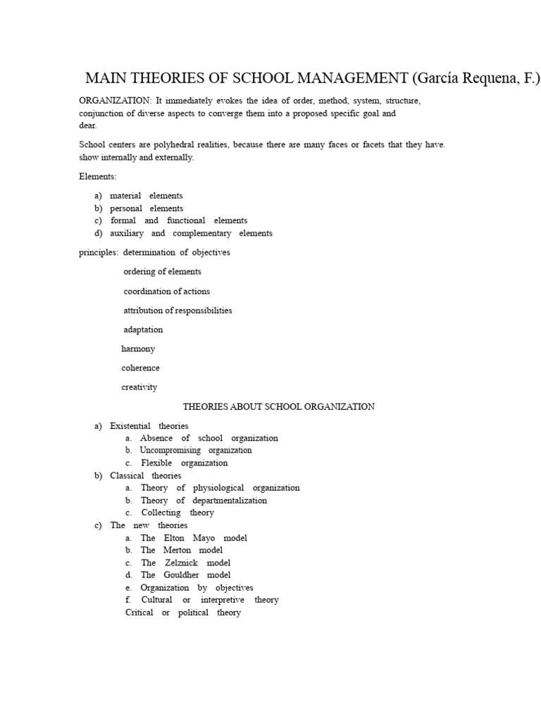Main School Management Theories | PDF