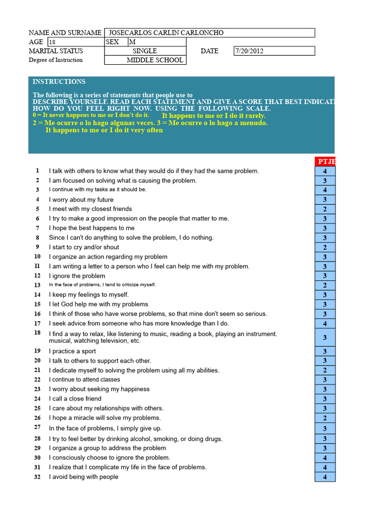 Adolescent Coping Strategies Assessment | PDF | Mind | Behavioural Sciences
