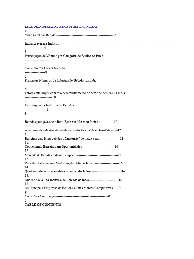 Indústria de Bebidas na Índia: Análise e Perspectivas | PDF | Bebidas ...