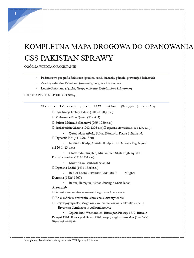 Kompletny Plan Działania Dla CSS Pakistan Affairs Autorstwa Syeda Noora ...