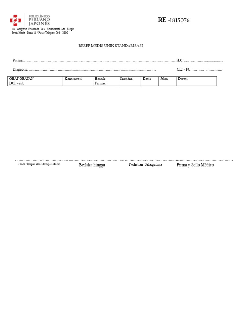Resep Medis Unik Standar | PDF