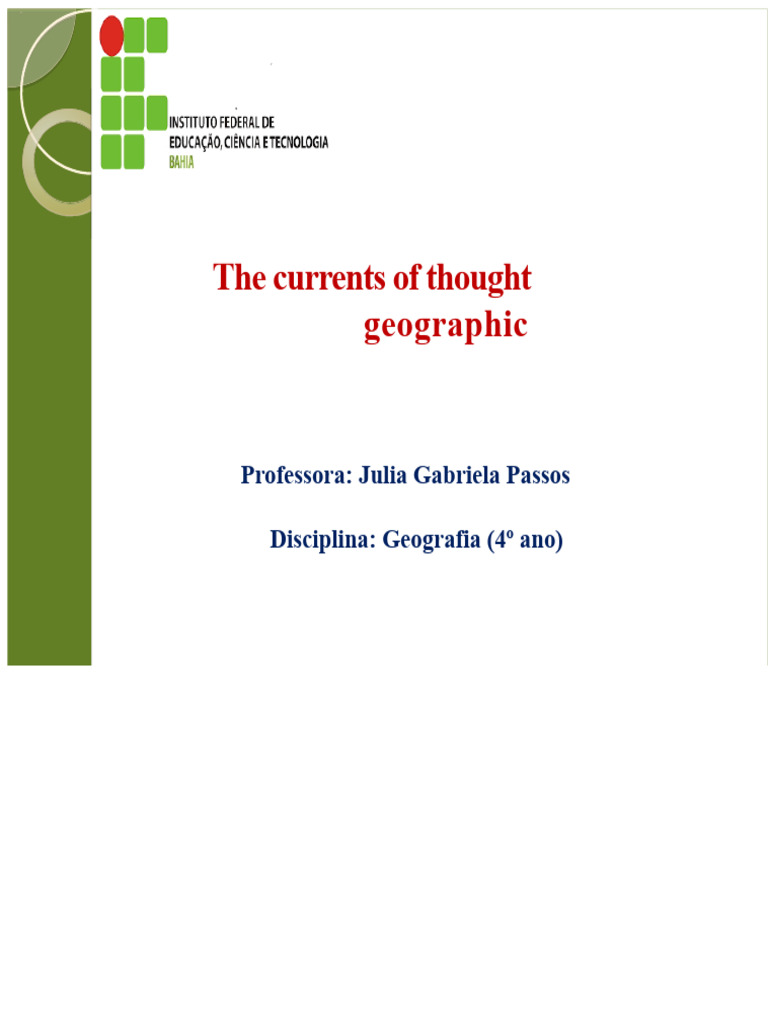 Currents of Geographic Thought | PDF | Geography | Science