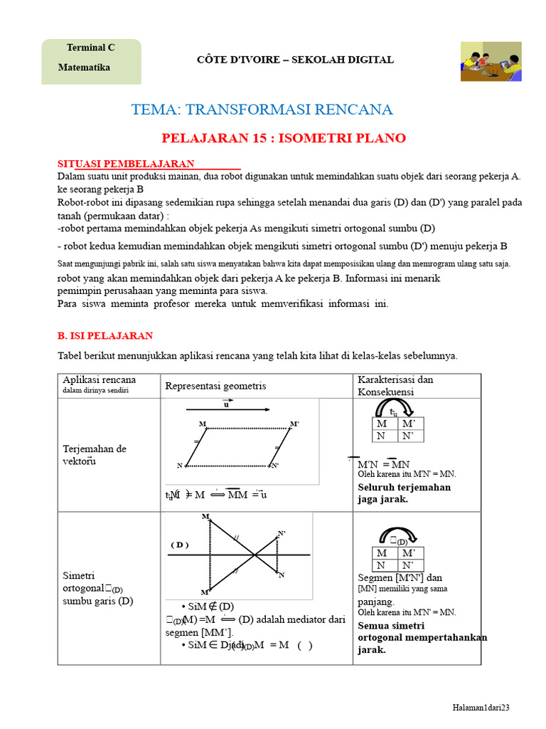 Isometri Plano: Transformasi Matematika | PDF