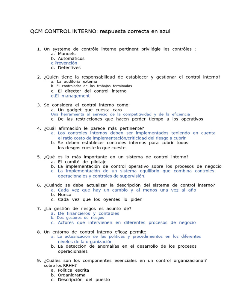 QCM Control Interno | PDF | Procesos de negocio | Business