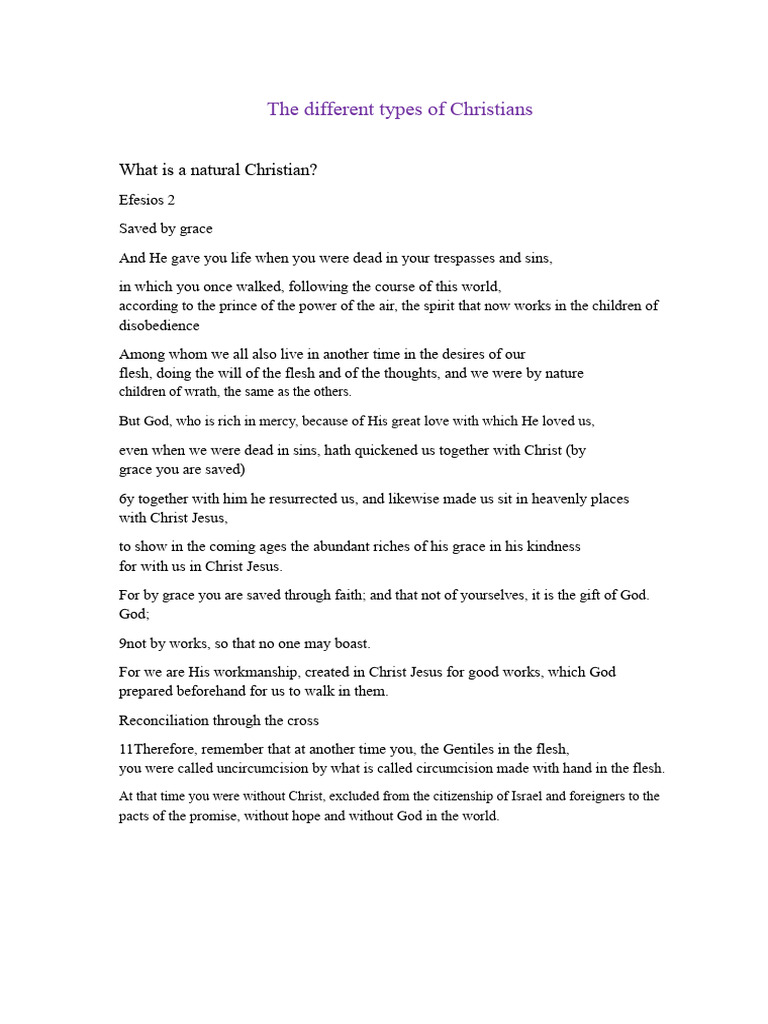 Types of Christians Explained | PDF | Jesus | Fruit Of The Holy Spirit