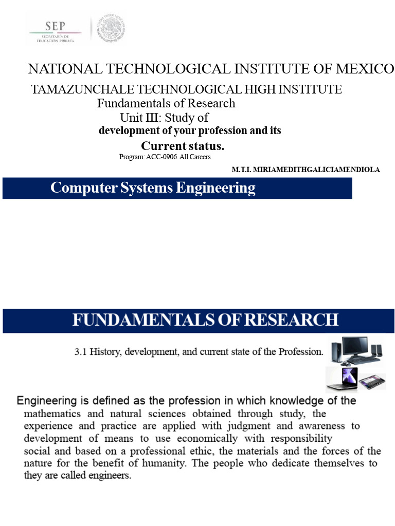 Unit III - Study of The Development of Your Profession and Its Current ...