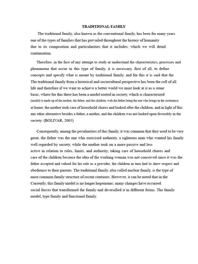 Characteristics of Traditional Families | PDF | Family | Parenting