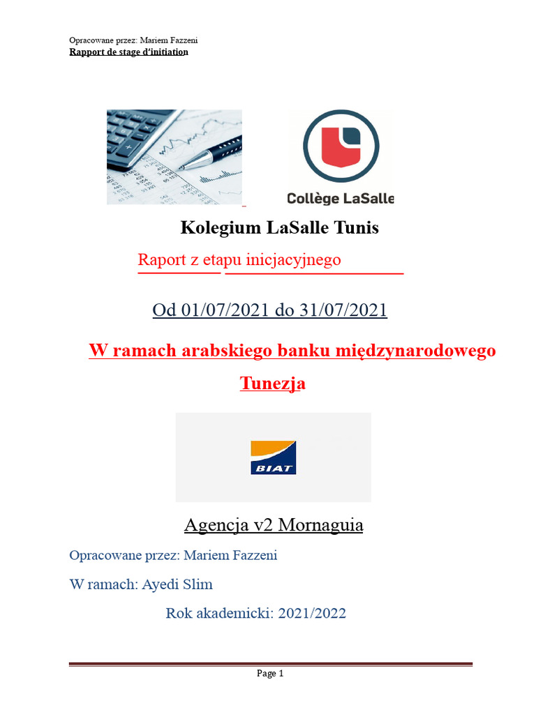 Raport Z Praktyk BIAT | PDF