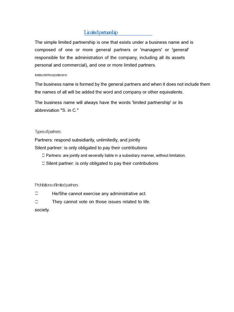 Limited Partnership - GOOD | PDF | Partnership | Limited Partnership