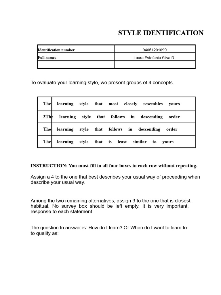 Learning Style Assessment Guide | PDF | Theory | Reason