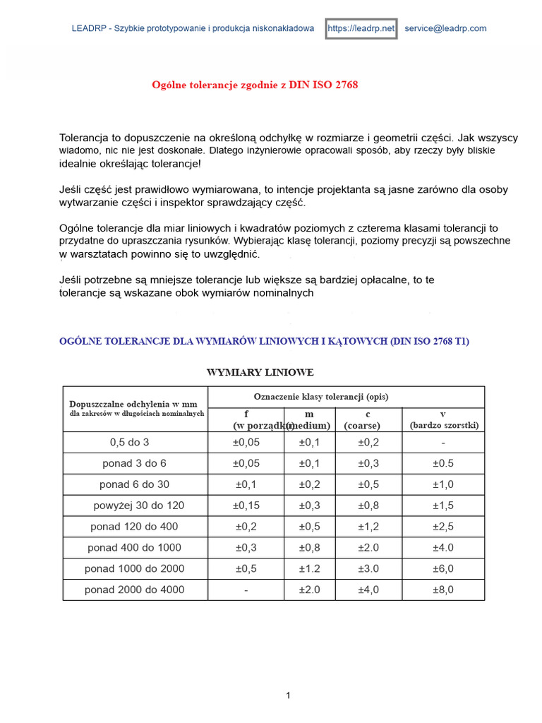 Ogólne Tolerancje DIN ISO 2768 | PDF