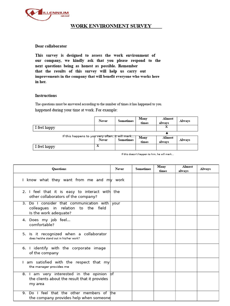 Work Environment Survey | PDF | Job Satisfaction | Psychological Concepts