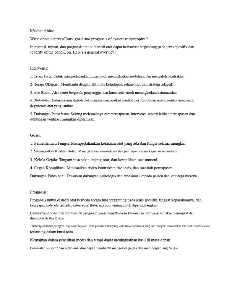 Intervensi dan Prognosis Distrofi Otot | PDF