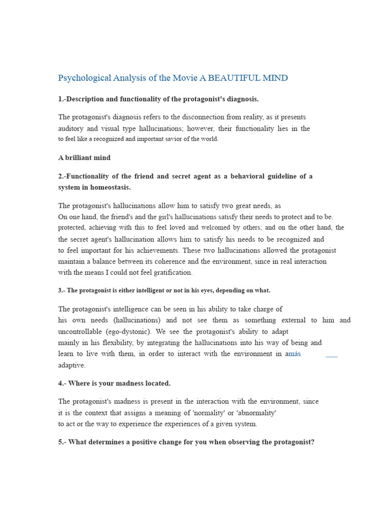 Movie A BEAUTIFUL MIND | PDF | Mind | Psychology