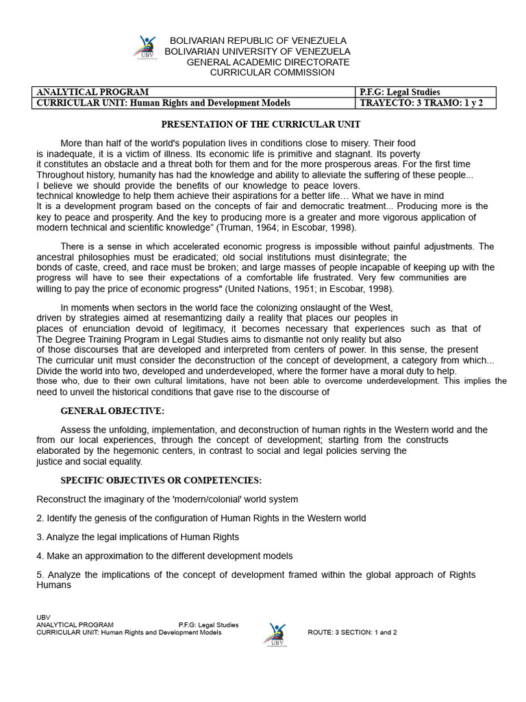 Human Rights and Development Models Curriculum | PDF | Human Rights ...