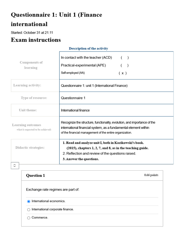 International Finance Questionnaire 1 | PDF | Bretton Woods System ...